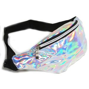 Bags | Iridescent Holographic Shiny Silver Fanny Pack | Poshmark